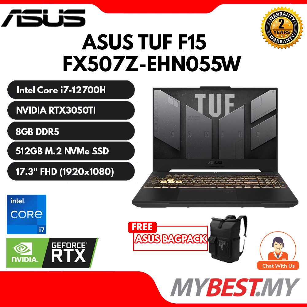 ASUS TUF Gaming F15 2022 FX507Z-EHN055W Gaming Laptop ( I7-12700H/ 8GB 400MHZ/ 512GB M.2 ...