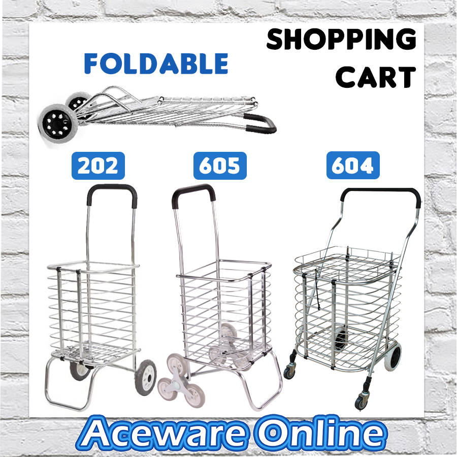 Foldable Folding Aluminium Shopping Supermarket Trolley Supply Two ...