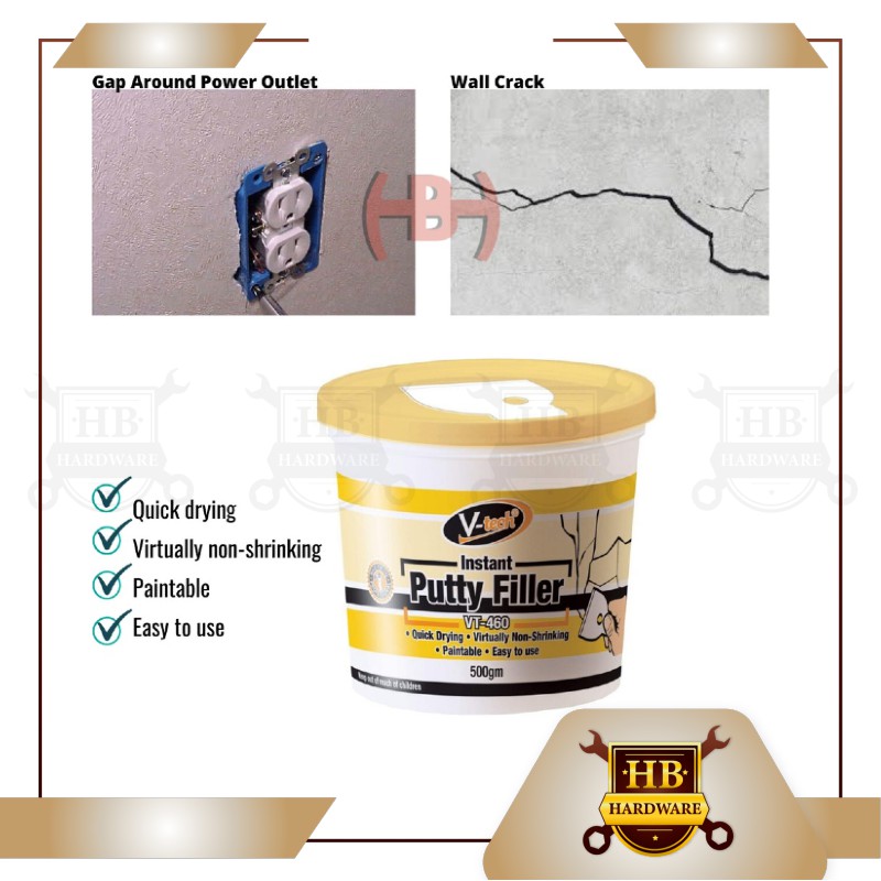HB Hardware 0.5kg Wall Putty Filler /Dempul Dinding Batu/ White Plaster ...