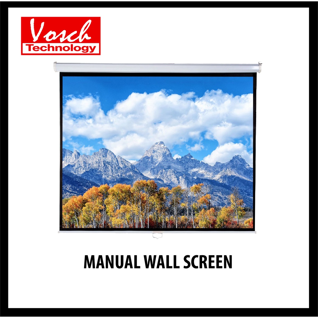 VOSCH Series 2 Manual Wall Projector Screen 8ft x 8ft (96 inch x 96 ...