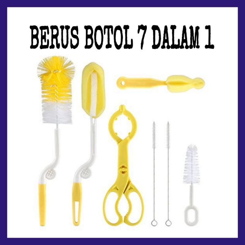 7 in 1 Bottle Brush / Berus botol susu,puting,straw / sponge bottle ...