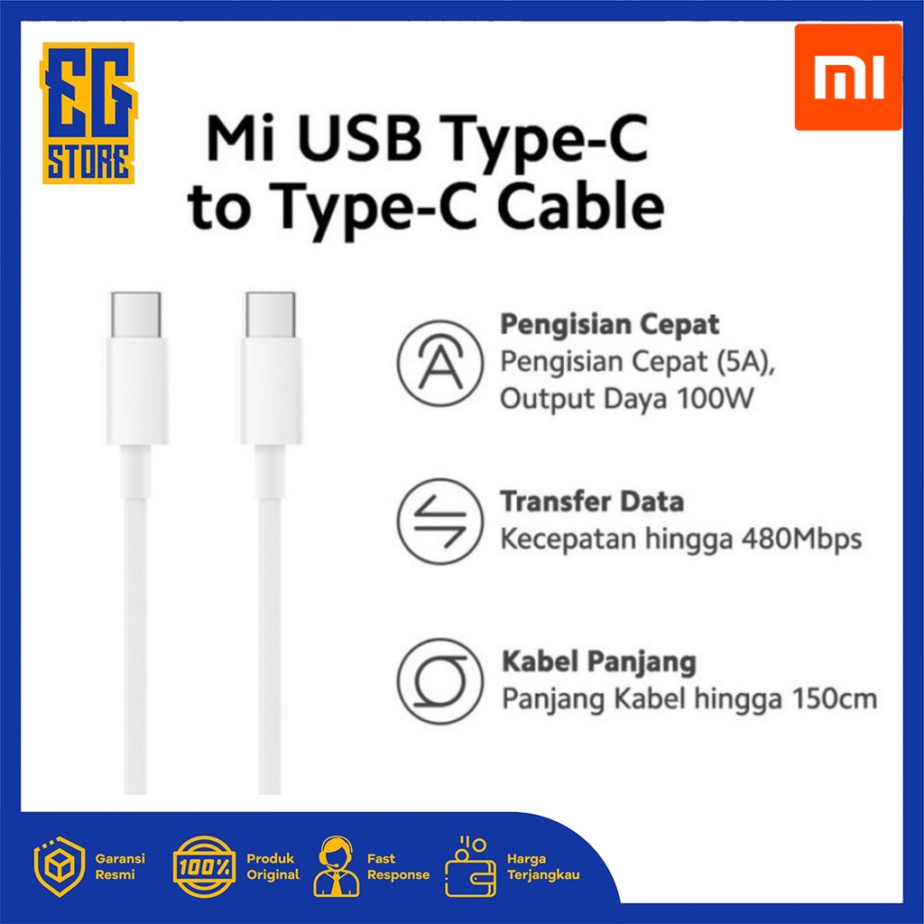 Xiaomi Mi USB Type C to Type C Cable 150Cm/Data Cable Type C to Type C ...