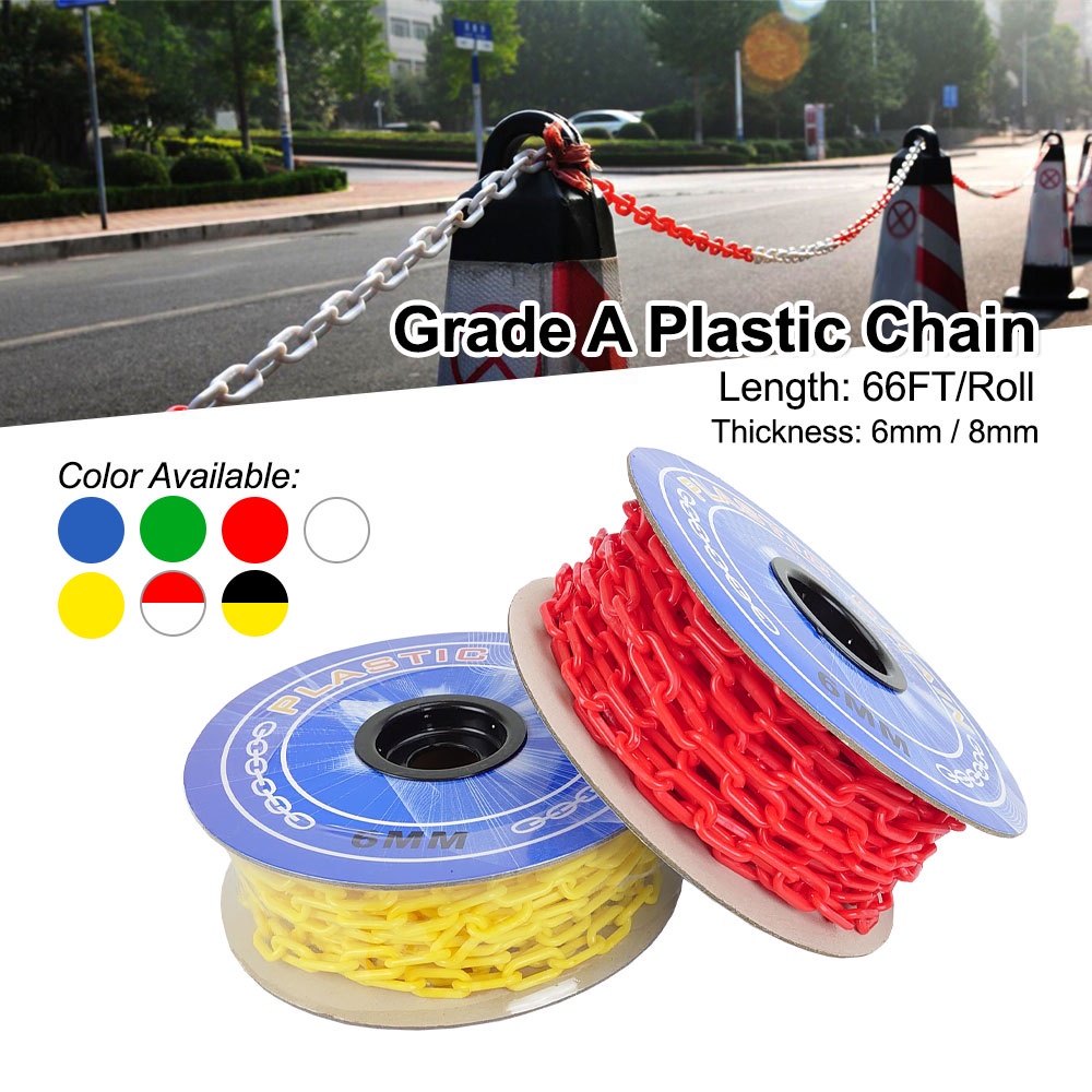 6mm/8mm Plastic PVC Chain 66ft Red/White/Yellow/Green/Blue/BlackYellow ...