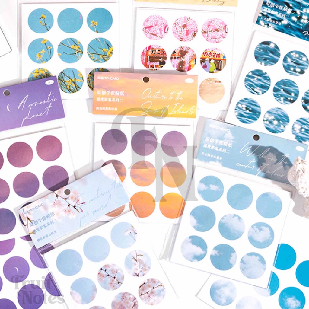 ST067 9 sheets Landscape Theme Round Stickers | Shopee Malaysia