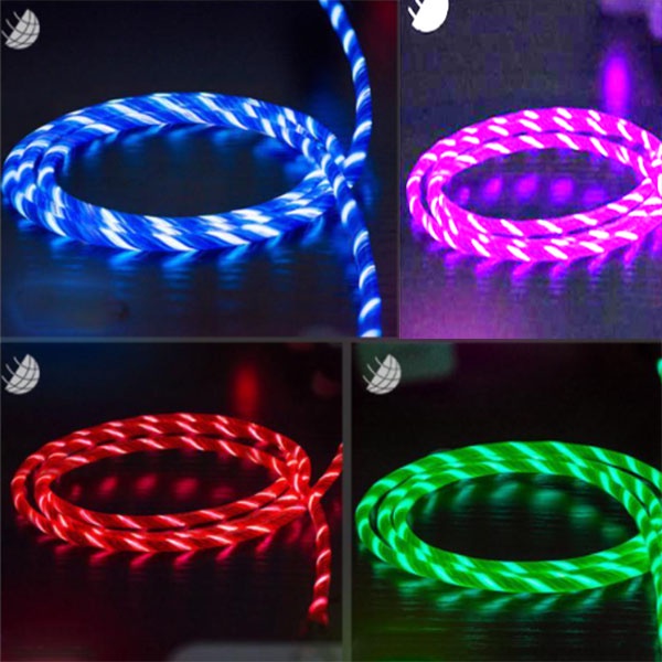 1M Fast Charging flowing LED Light USB cable for Android Micro usb Type ...