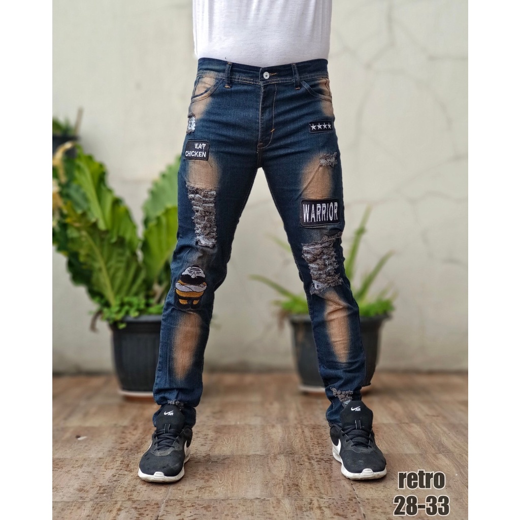 Emblem Ripped Jeans Men's Long Jeans EMblem Monk Ripped Jeans Men's ...