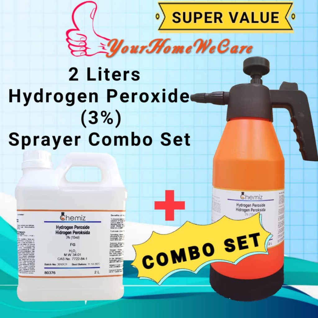 (COMBO SET) 💥 (Non-Toxic Surface Disinfectant) 2 Liters H2O2 Hydrogen ...