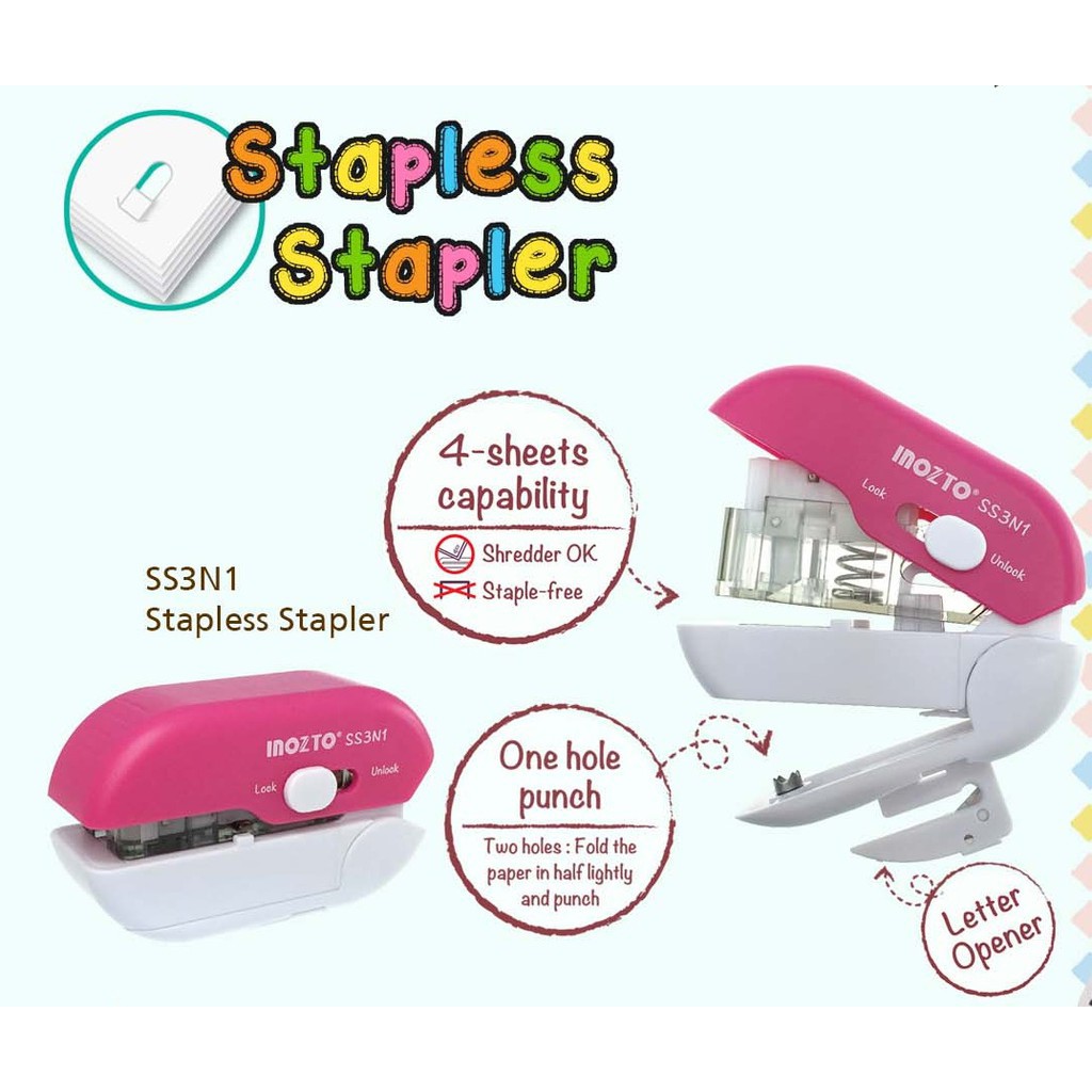 stapler!Stationery! Inozto Stapless Stapler 3in1 | Shopee Malaysia