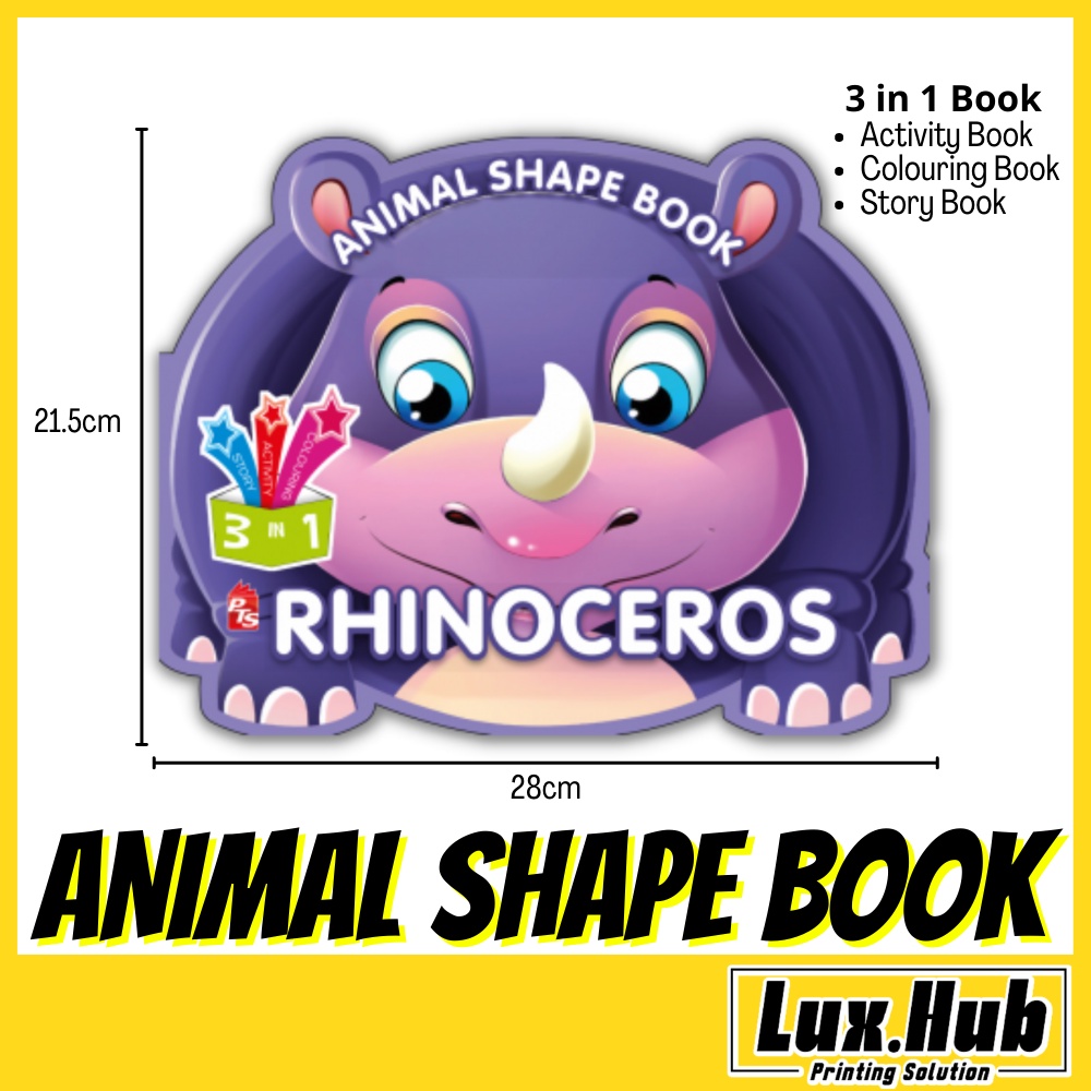 Rhinoceros Animal Shape Book | Kids Activity Book | Story Book ...