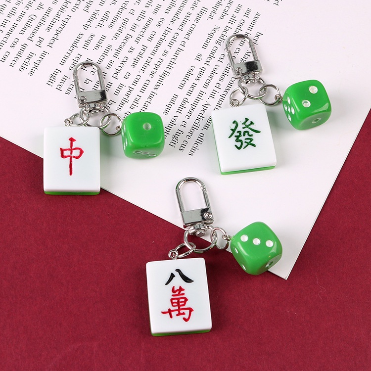 Cute and creative Mahjong keychain Chinese style funny trinkets Mahjong ...