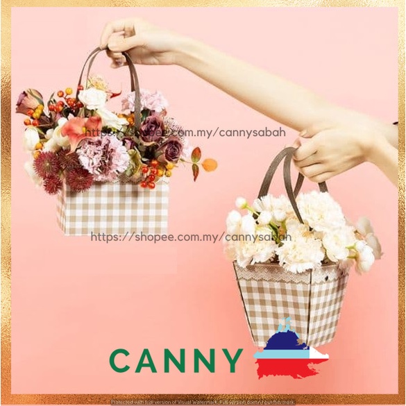 CHECKER KRAFT HANDLE BOX BUDGET WATERPROOF / BOX BUNGA UNTUK BOUQUET ...