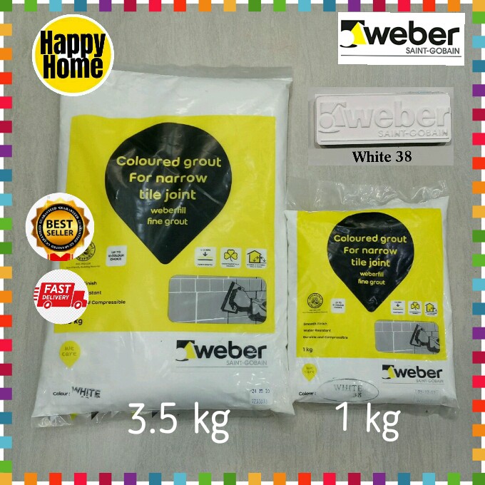 Weber WHITE Fine Grout Coloured Grout For Narrow Wall And Floor Tile ...