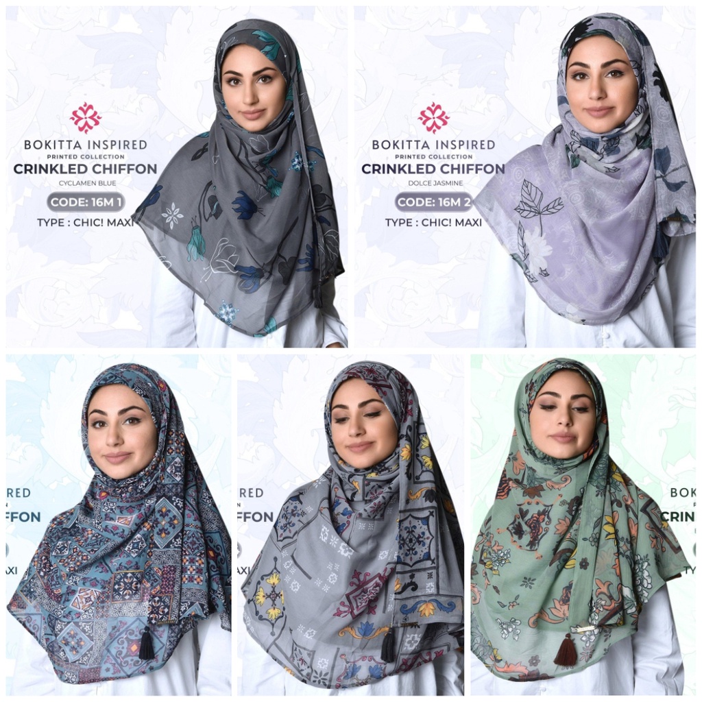 Premium Quality Inspired Bokitta Printed Crinkled Chiffon Collection [Voila Maxi, Chic & Chic ...