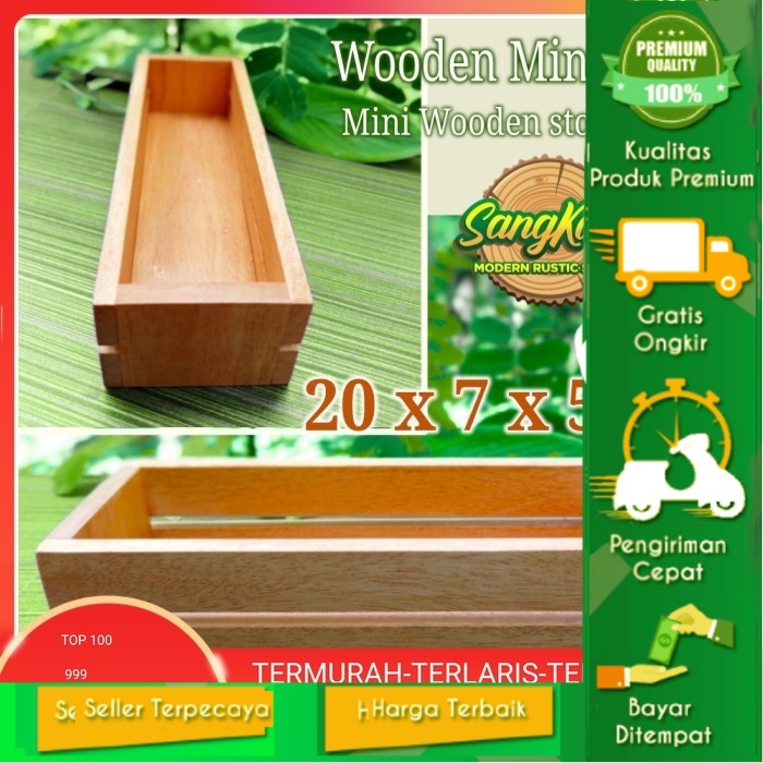 KAYU Rustic Wood Box 20x7x5 cm Multipurpose Wooden Box Storage Box ...