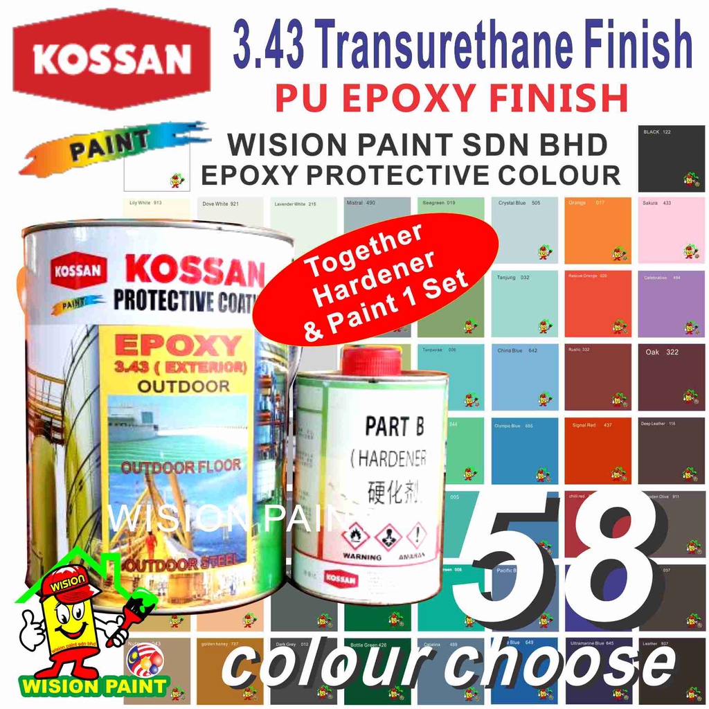 💥OFFER!💥 ( 5L ) 3.43 KOSSAN ( PU EPOXY EXTERIOR 343 ) KOSSAN PAINT for ...