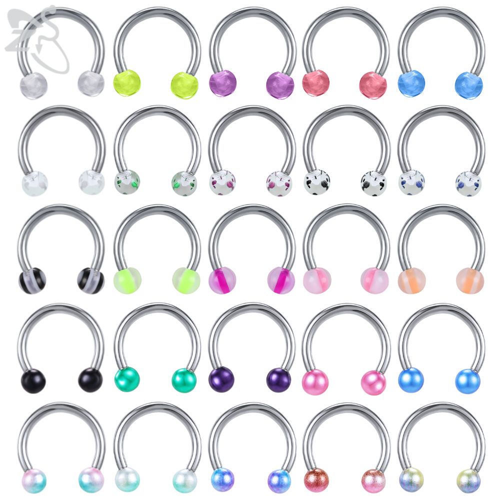 1 PC Acrylic Ball Nose Ring Ear Tragus Cartilage Lip Piercing 16g ...