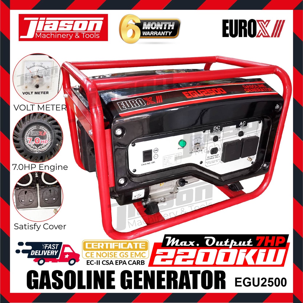 EUROX / EUROPOWER EGU2500 7HP 4-stroke Gasoline Generator / Penjana ...