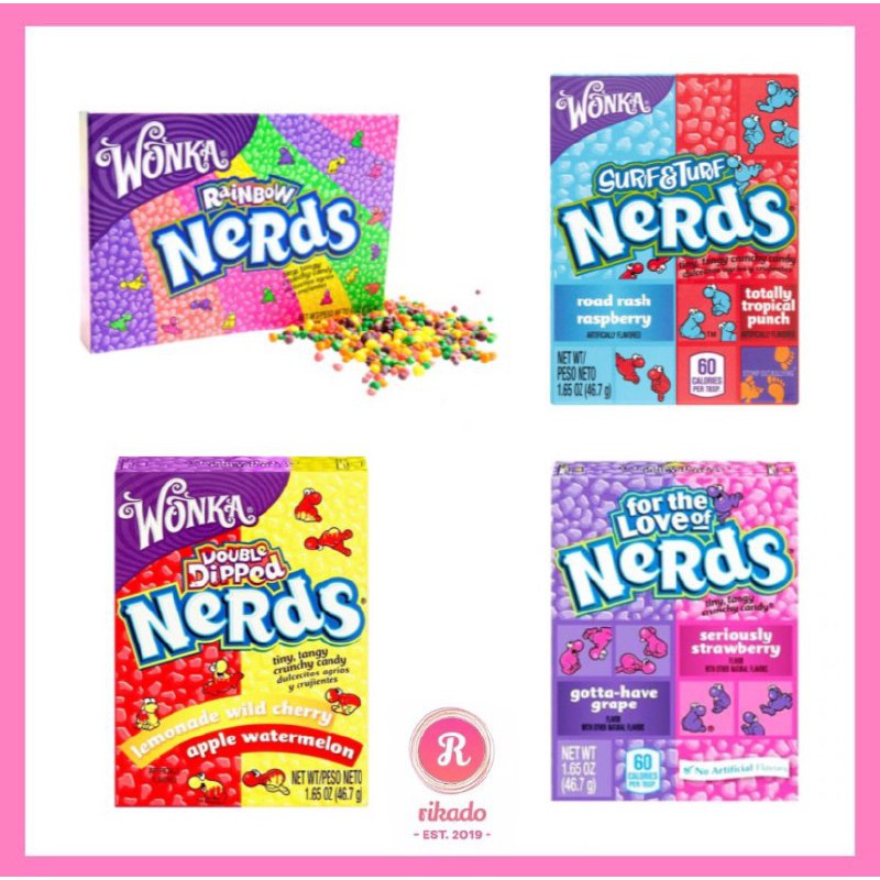 Wonka Rainbow Nerds Assorted Flavors 46.7g/141.7g tiny tangy crunchy ...