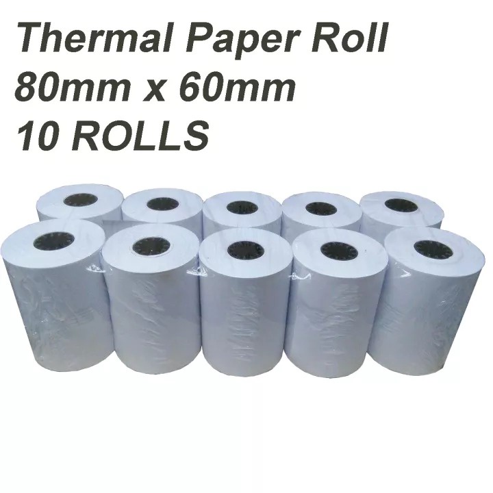 80mm x 60mm Thermal Receipt Paper Roll Kertas /Cash Register POS 1 roll ...