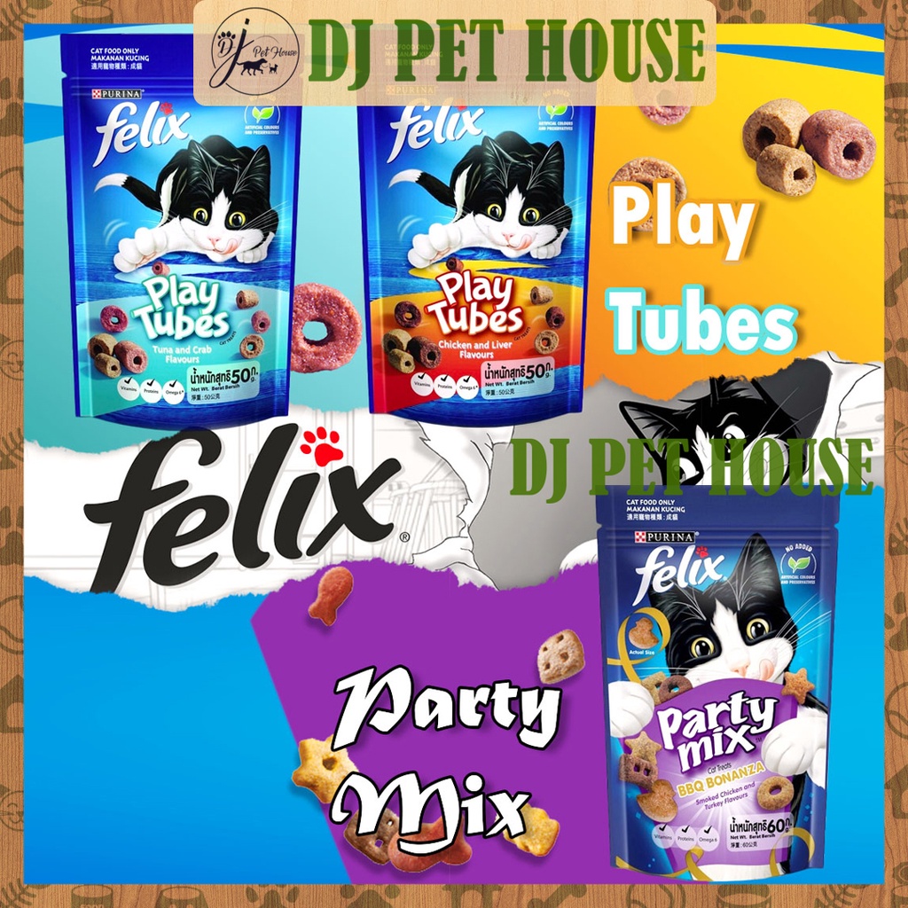 Purina Felix Party Mix /Party Tube Cat Treats 50g/Snack Kuching (3 ...