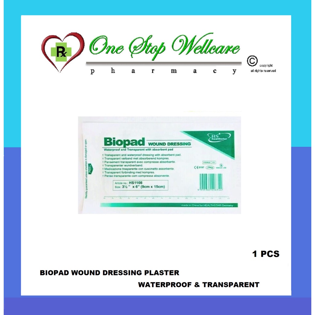 BIOPAD WOUND DRESSING WATERPROOF & TRANSPARENT PLASTER 1'S | Shopee ...