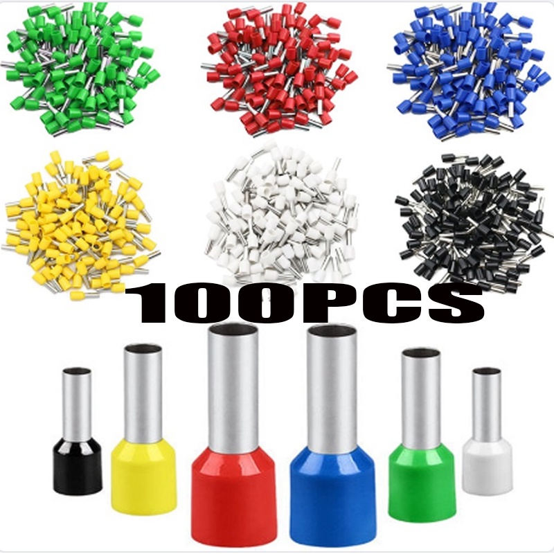 100pcs/Pack E0508 E7508 E1008 E1508 E2508 Insulated Ferrules Terminal ...