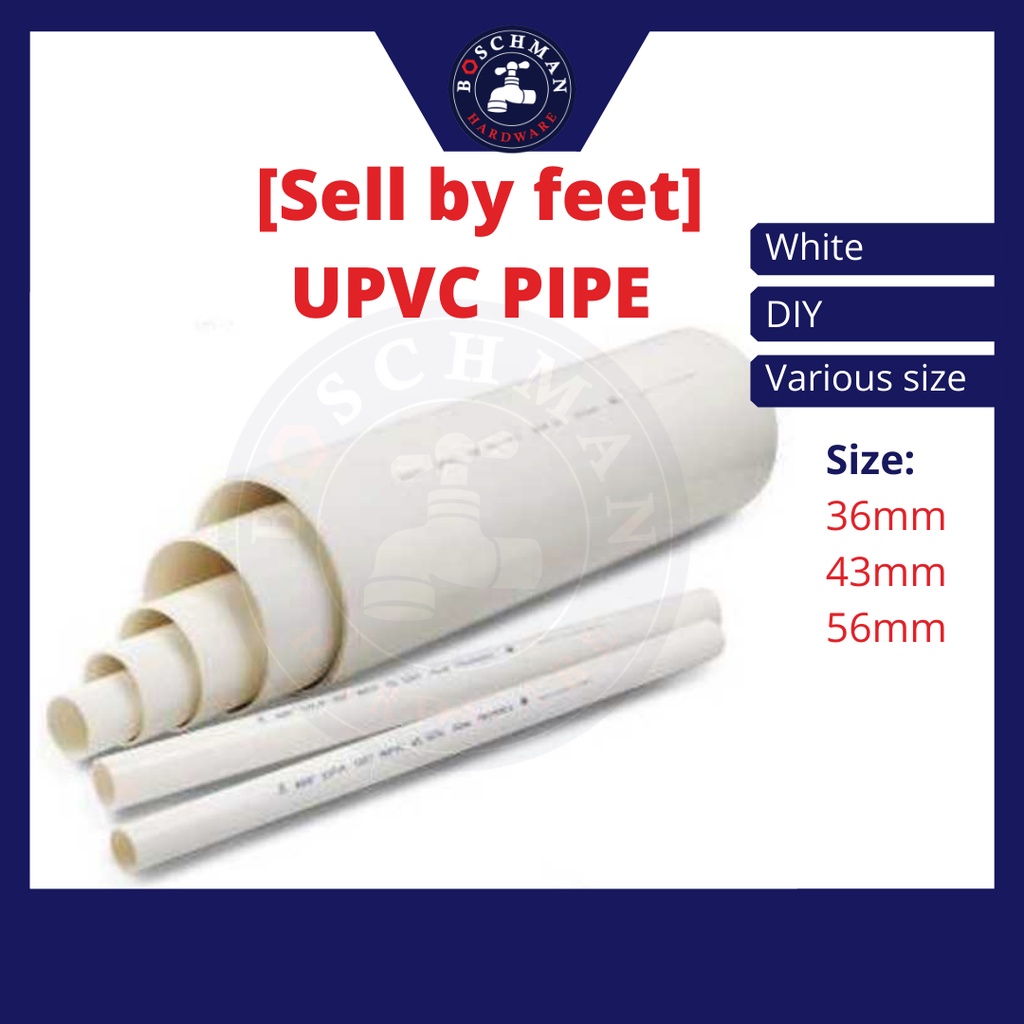[Sell By Feet] White UPVC Pipe White PVC Drainage Pipe Paip Air Putih ...