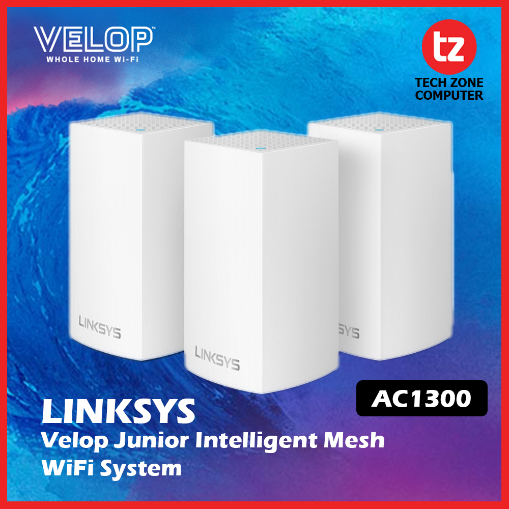 Linksys Velop Junior Intelligent Mesh Wifi System Dual Band AC1300 [1/ 2/ 3Pack] (WHW0101/02/03 ...