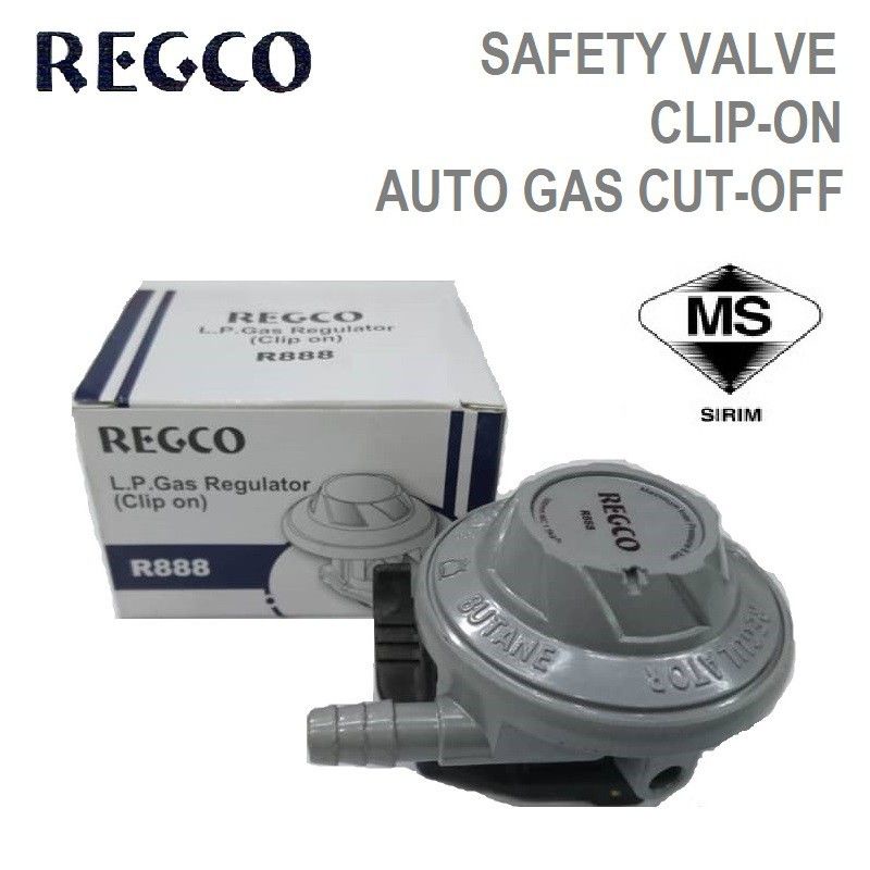 Regco Premium Gas Regulator (LPG) R888 (Clip On) Safety Valve (Full Set ...