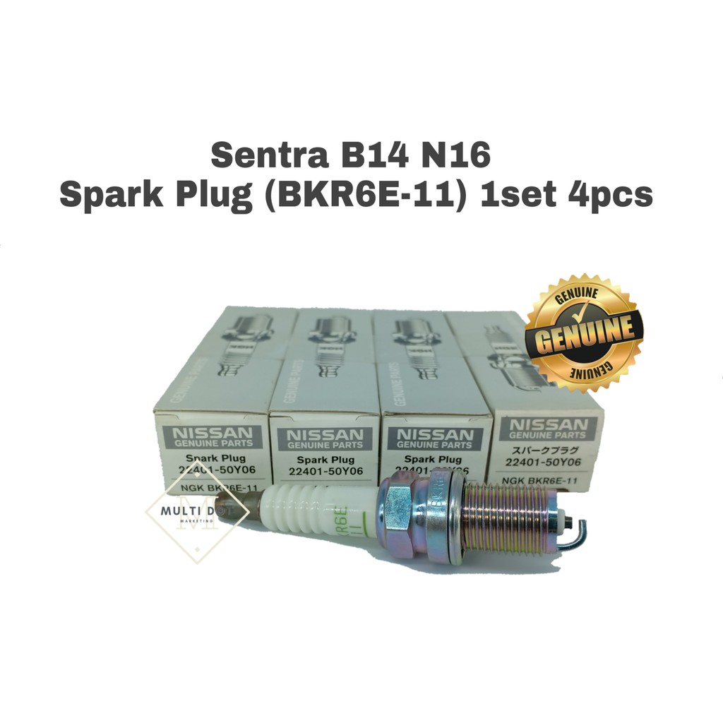 Nissan ORIGINAL Spark Plug (1set 4pcs)(BKR6E-11) Sentra B14 N16 WAJA ...