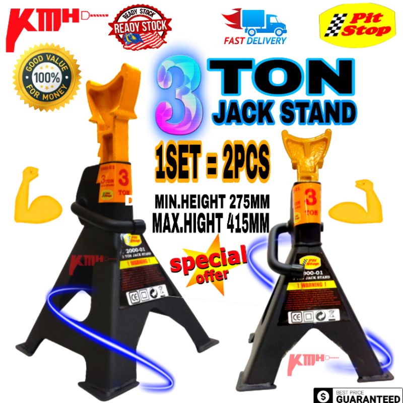 3Ton Jack Stand PITSTOP 2 PCS HIGH QUALITY ESKO Car Heavy Duty Strong ...