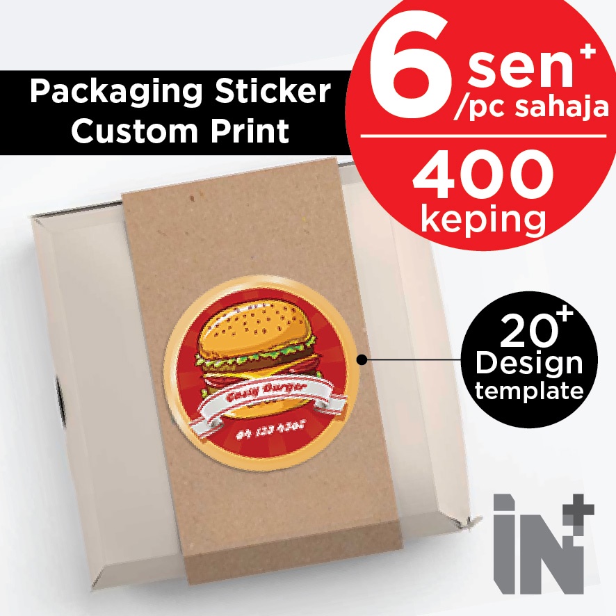 Food Packaging Sticker 40mm 400 pcs ready design custom name printing ...