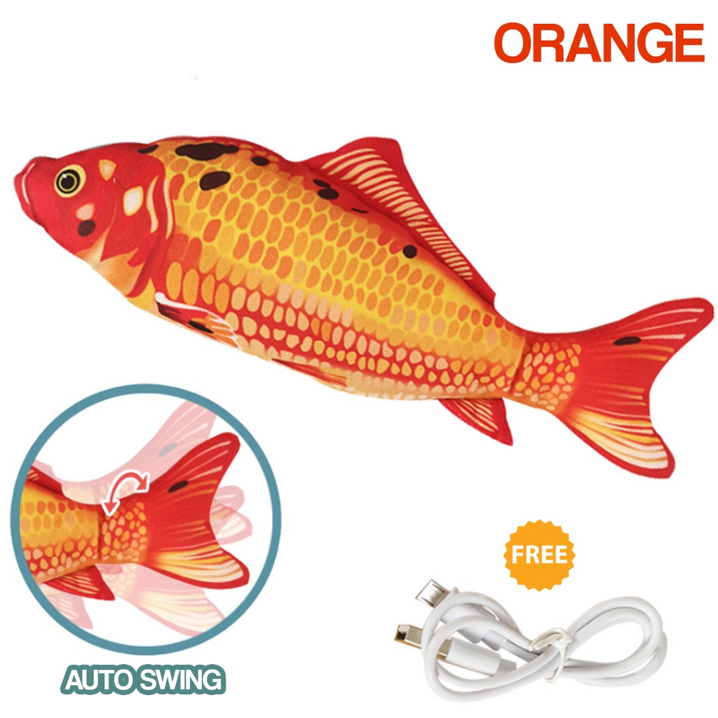 DOMI Electric Fish Plush Toys 3 Mode Touch Sensor Cat Kicker USB ...