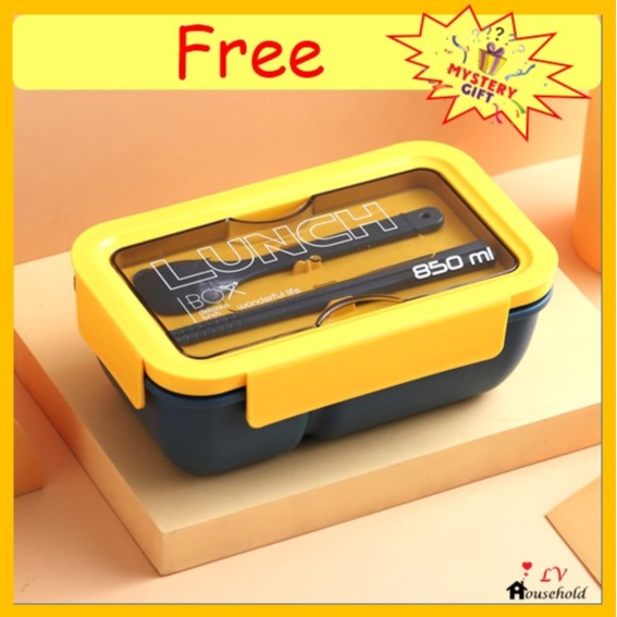 🔥READY STOCK🔥Student lunch box with tableware microwave-heated lunch ...