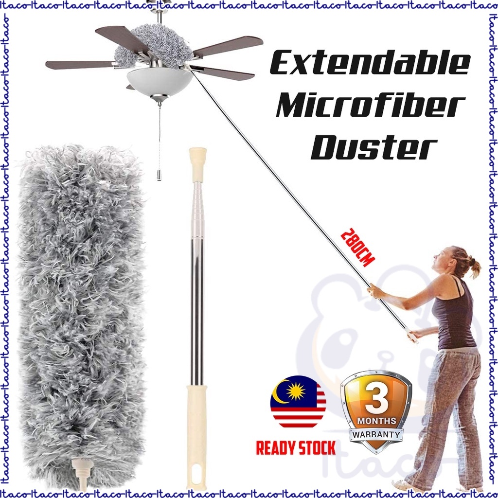 ITACO 280cm Microfiber Fan Duster Extendable Bendable Head Feather ...