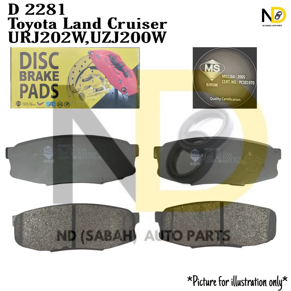 TOYOTA LAND CRUISER URJ200W / URJ202W D2281 REAR BRAKE PAD | Shopee ...