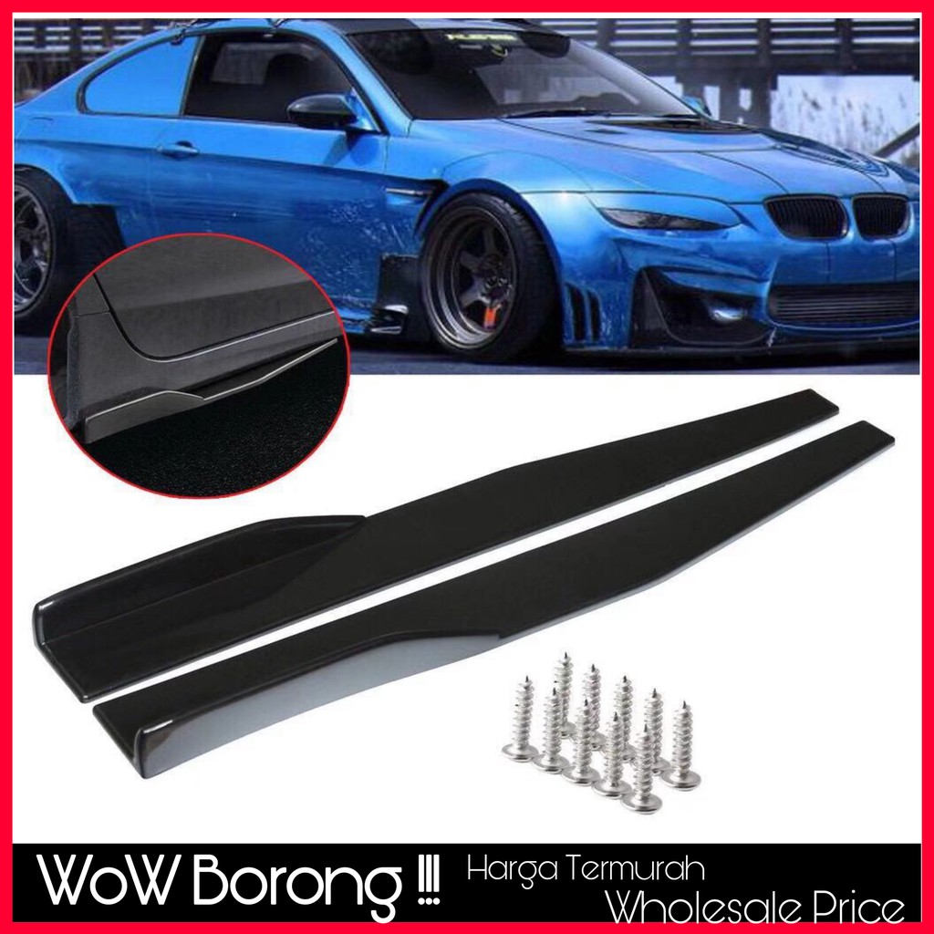 74.5cm 1Pair Car Universal Black Side Skirt Rocker Splitters Winglet ...