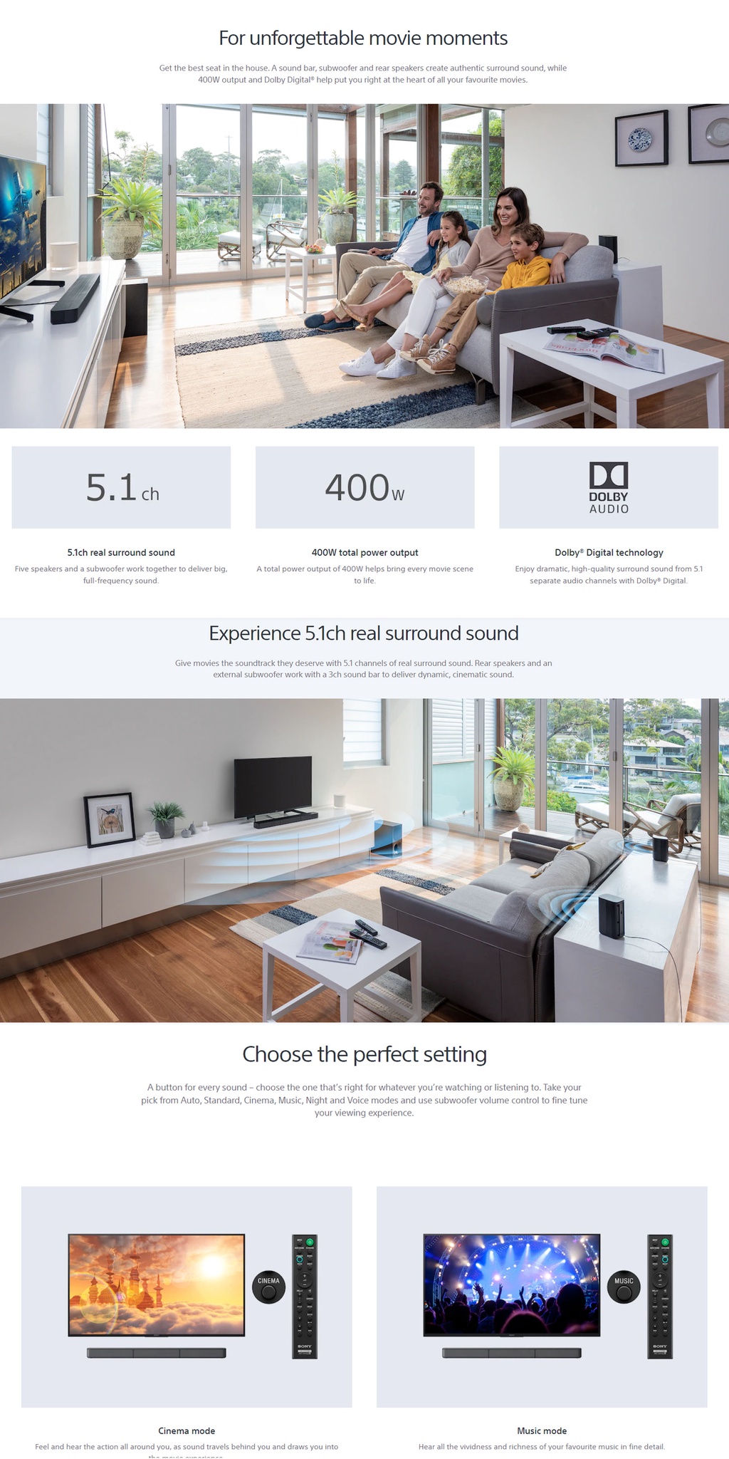 Sony 5.1ch Real Surround Sound Home Cinema Soundbar System HT-S20R ...