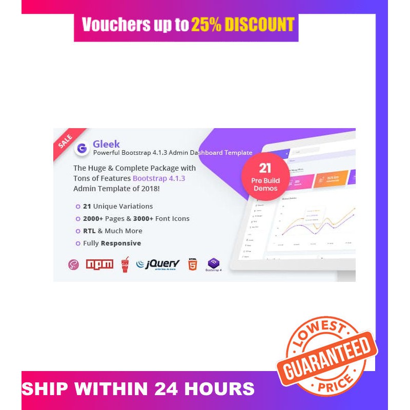 [LIMITED EDITION] Gleek Powerful Bootstrap 4 Admin Dashboard Template | Shopee Malaysia