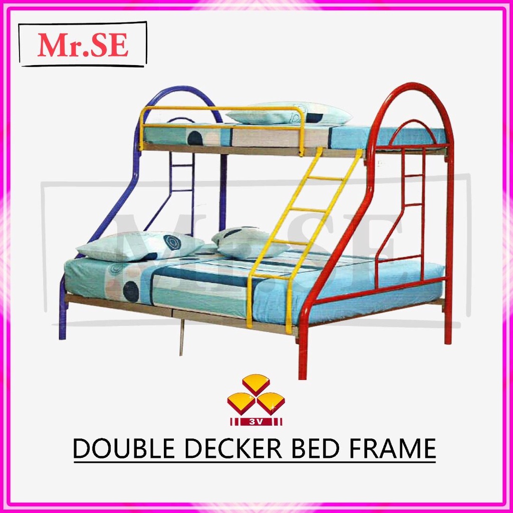 FREE SHIPPING Bunk Bed 3V Colorful Double Decker Bed Frame Katil ...