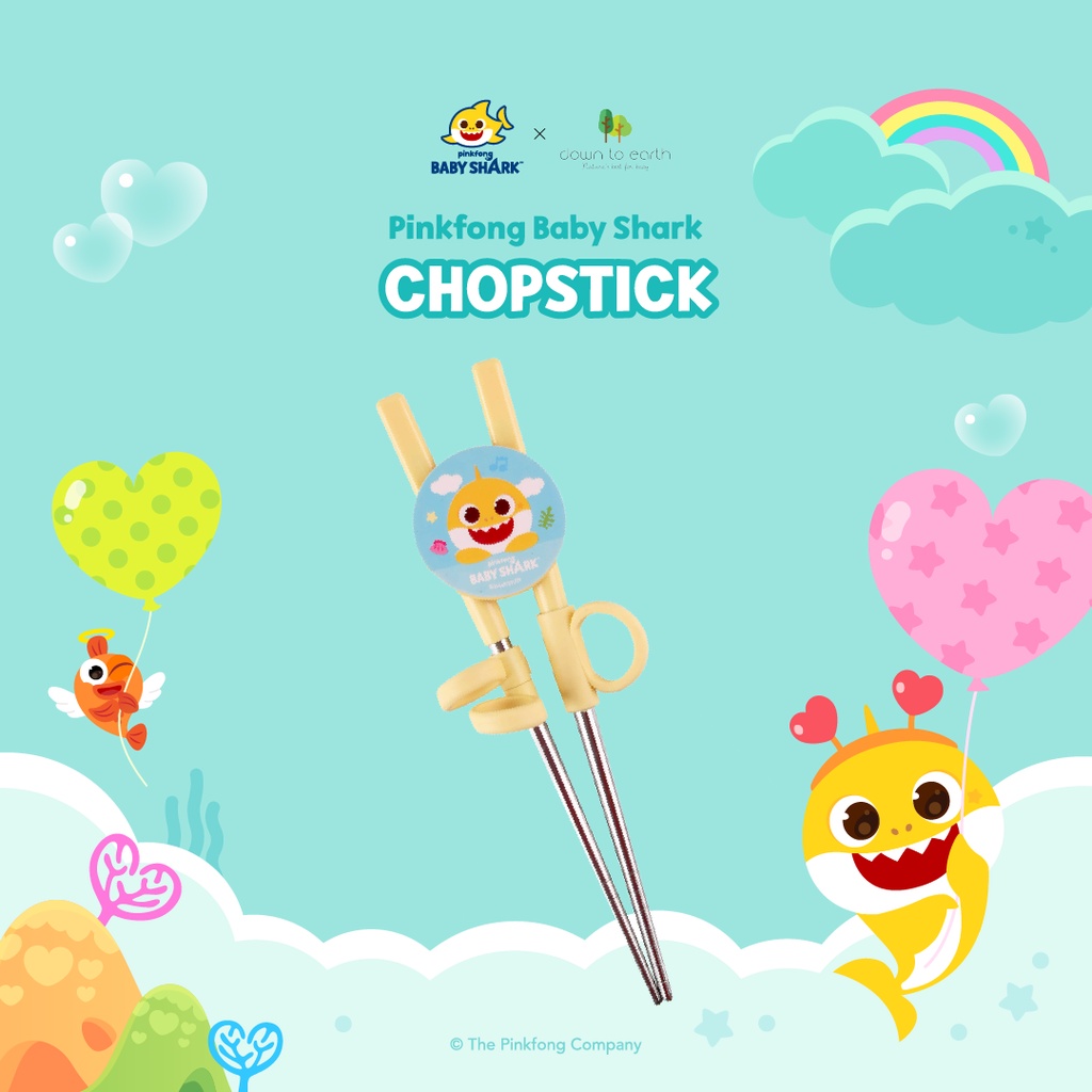 Pinkfong Baby Shark x Down to Earth Kids Stainless Steel Chopsticks ...