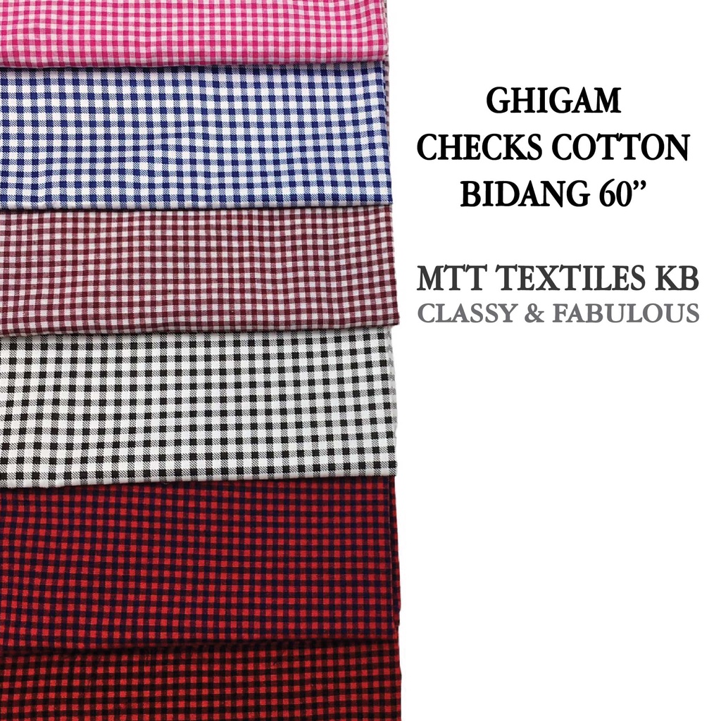 Kain Cotton Corak Petak 0.3cm Bidang60'' ( Gingham Checks Cotton ...