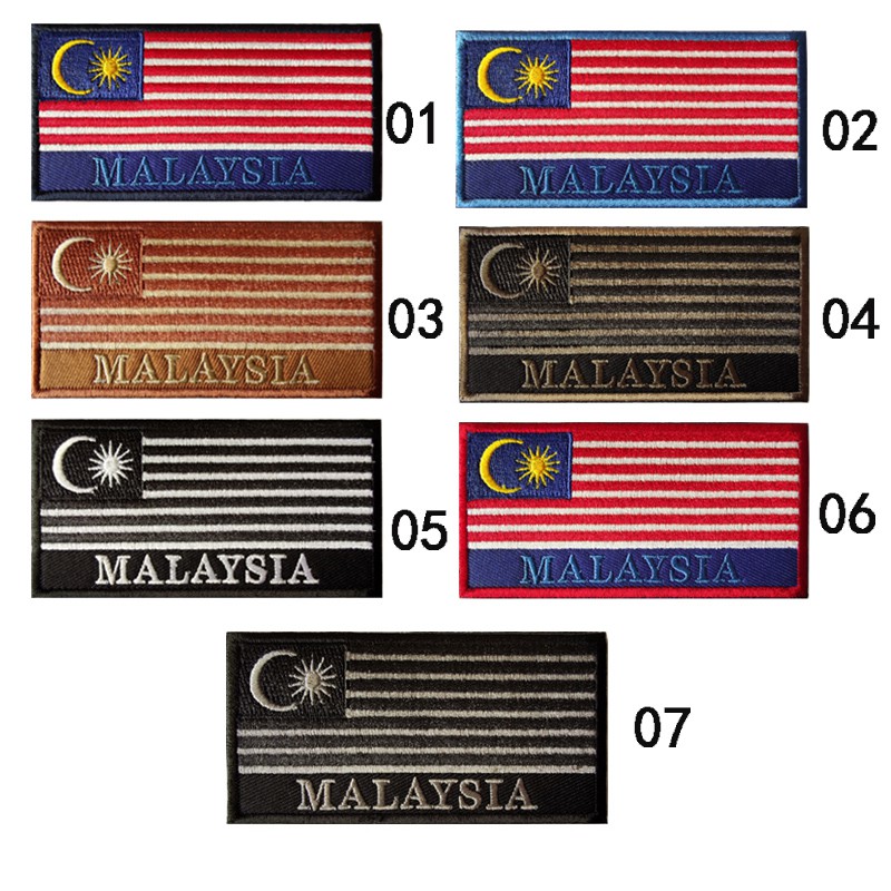 Malaysia Flag Embroidery Patch Badge Backpack Sticker Complete Velcro ...