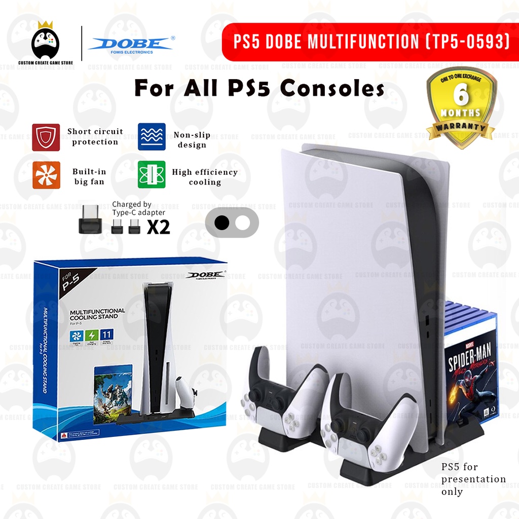 DOBE PS5 Multifunction Cooling Fan Stand Dual Sense Controller Charging ...
