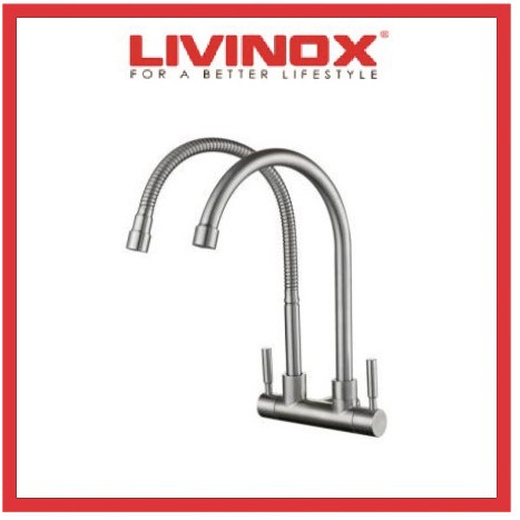 LIVINOX LST-CR231F Stainless Steel Cold Wall Mounted Sink Tap Double "U ...