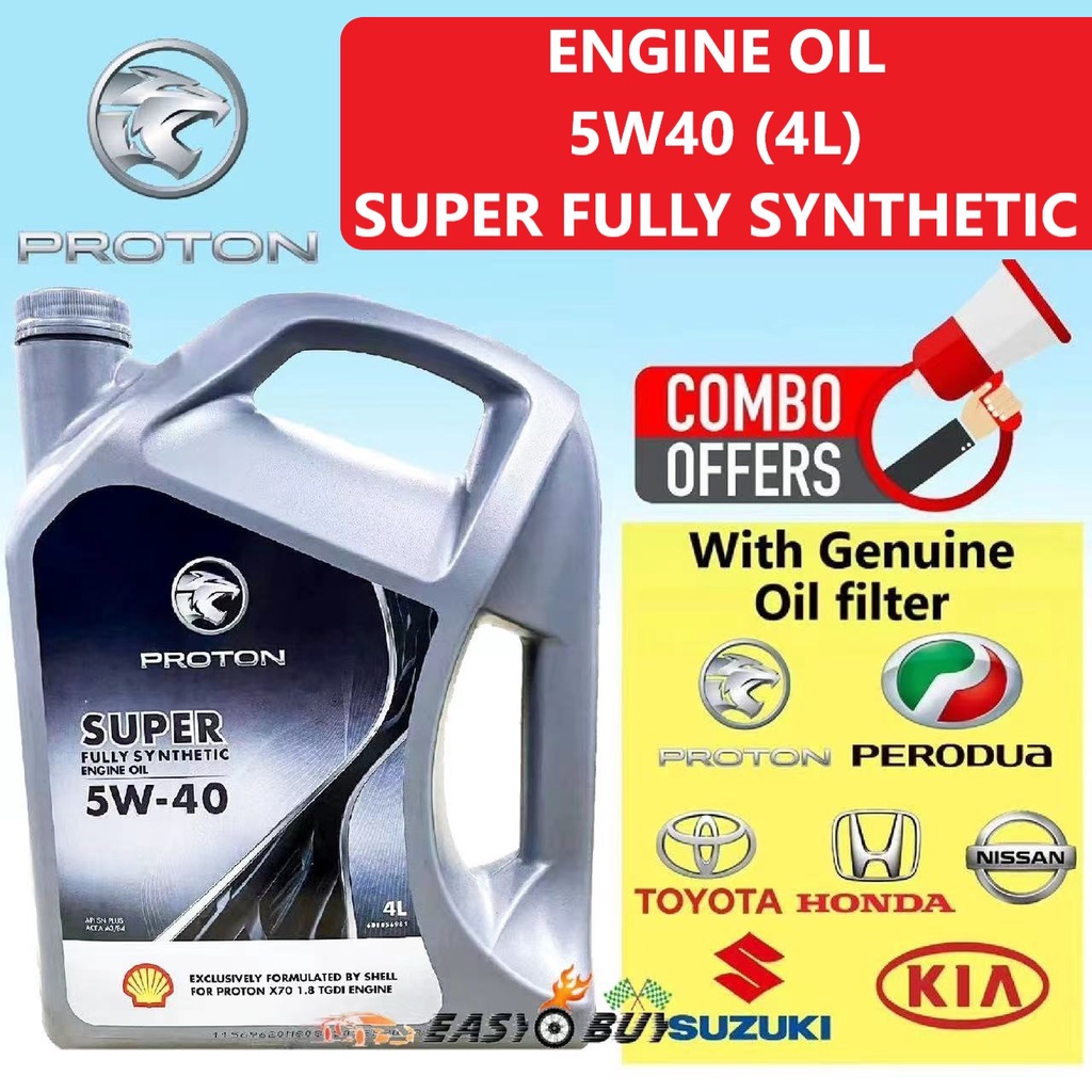 100% ORIGINAL PROTON ENGINE OIL 5W40 5W-40 FULLY SYNTHETIC 4L OIL ...