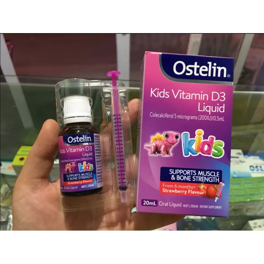 Ostelin Kids Vitamin D3 Liquid Syrup 20ml Strawberry flavor | Shopee ...