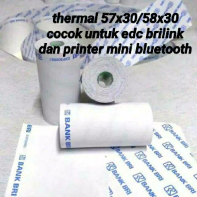 Bri BANK LOGO EDC Thermal Receipt Paper 58X30 57X30 for EDC Brilink and ...