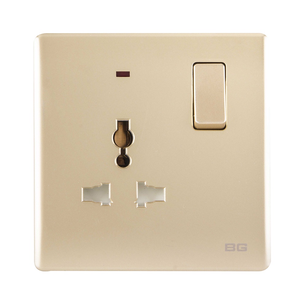 British General 1 Gang Single Universal Switched Socket Outlet with LED ...