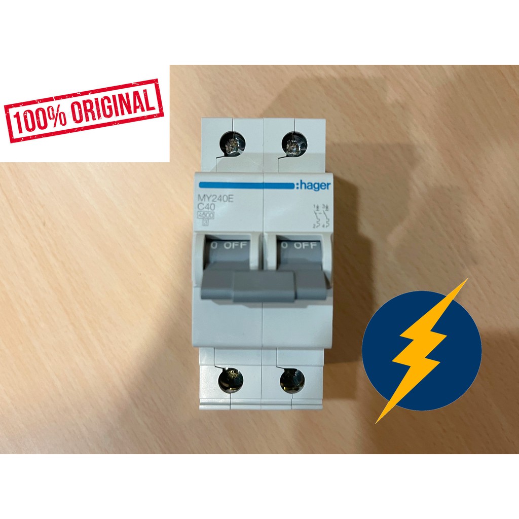 Hager MCB 2 POLE 4.5kA 6A / 10A / 16A / 20A / 32A / 40A / 63A MY206E MY210E MY216E MY220E MY232E ...